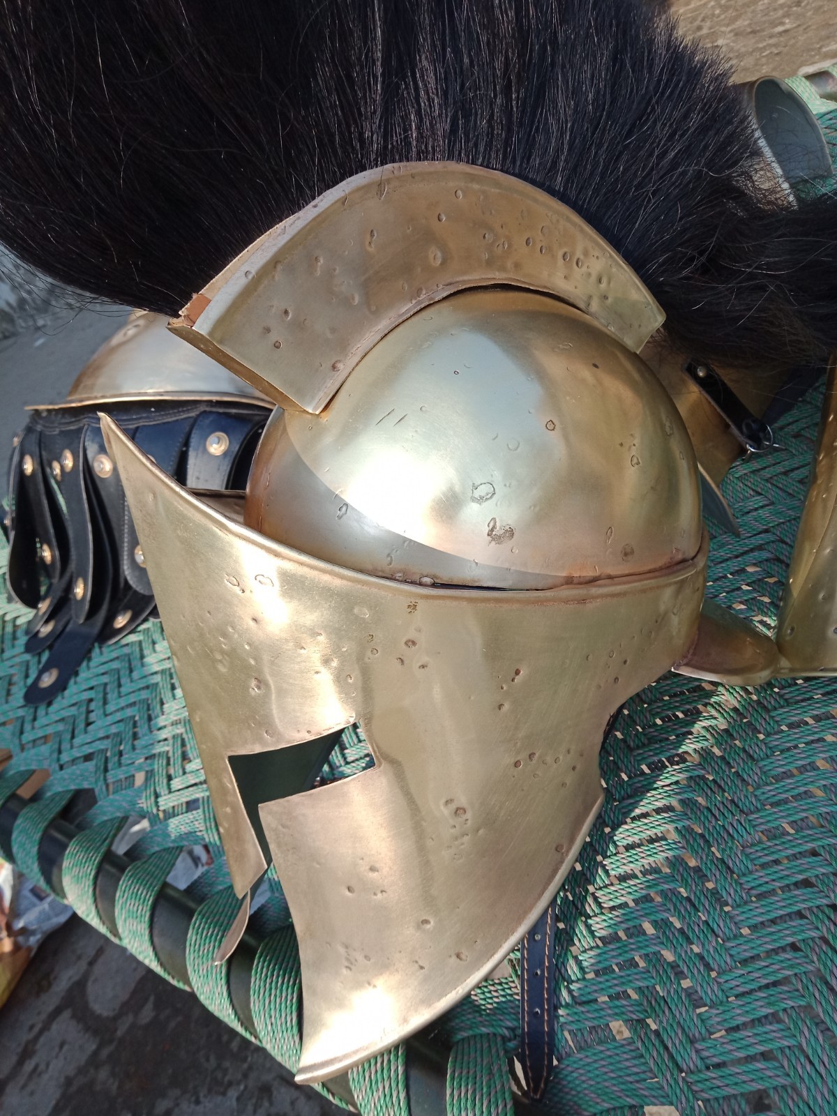 Greek Muscle Armor Jacket With Spartan Helmet Leg Arm Guard Set Costume ...
