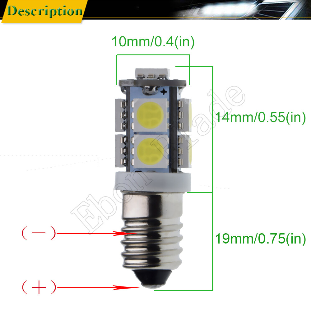 10X E10 LED Bulbs Screw Base 1447 5050 9SMD Light Lamp For Flashlight ...