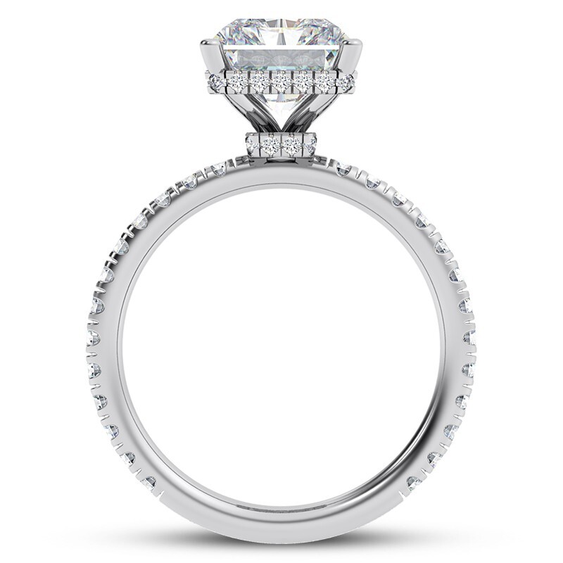Double Hidden Halo 2.45 Ct H VS1 Radiant Lab Created Diamond Engagement ...
