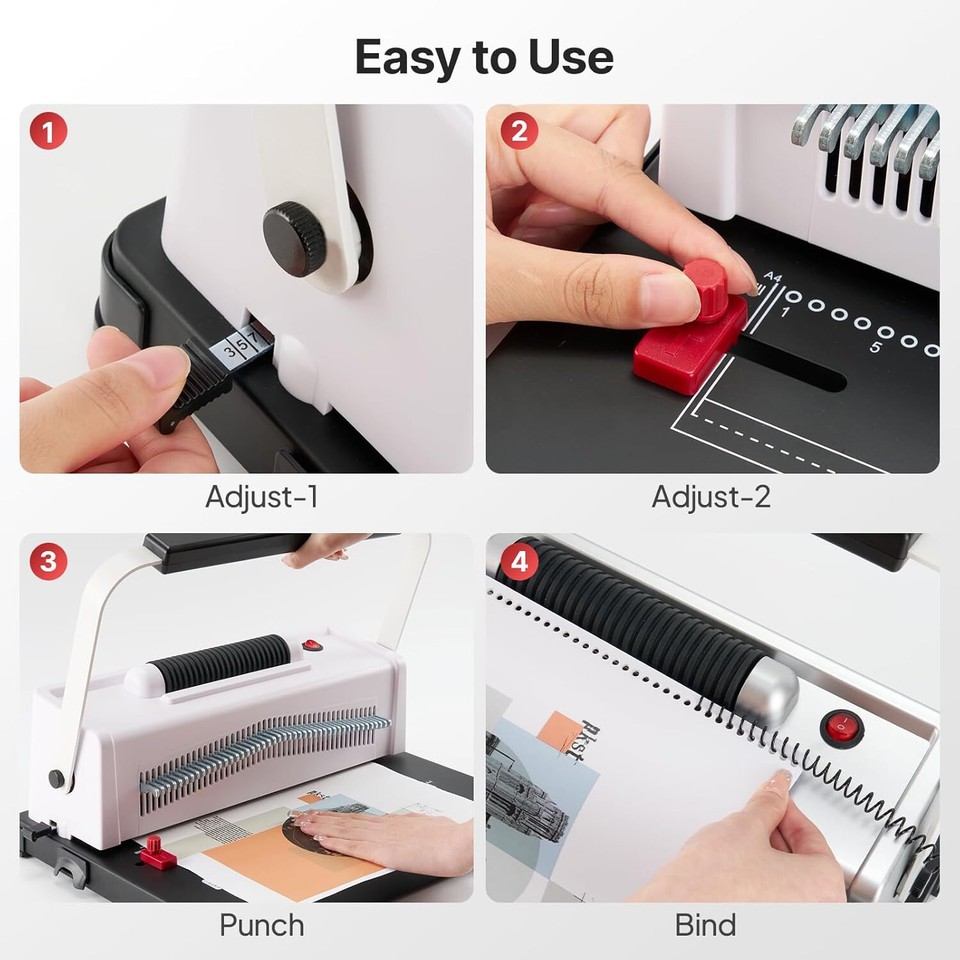 Spiral Coil Binding Machine Electric Inserter A4/A5 binder 46 Hole skip ...