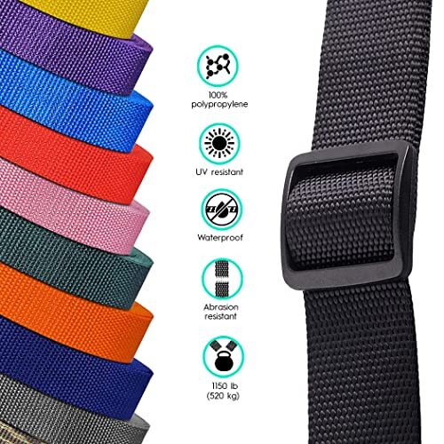 1 Inch x 25Yards Heavy Duty Nylon Webbing Strap w/ Plastic Tri-Glide ...