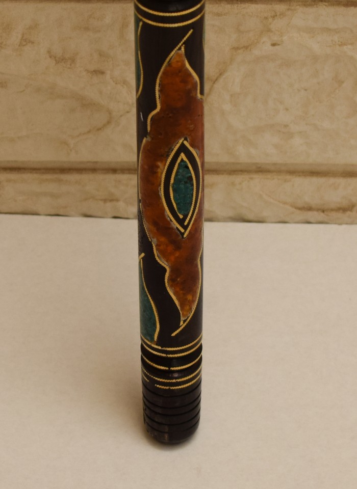 Ebony Wood Walking Cane, Handmade 36" Malachite and Amber Inlay Stick ...