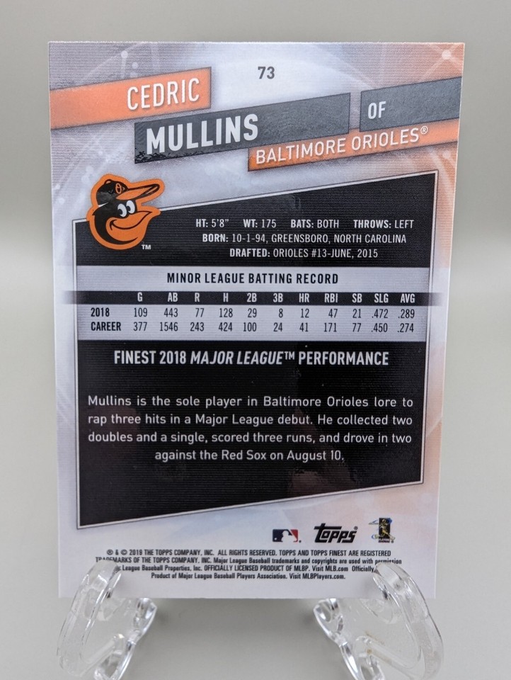 2019 Topps Finest Cedric Mullins RC #73 Baltimore Orioles Rookie | eBay