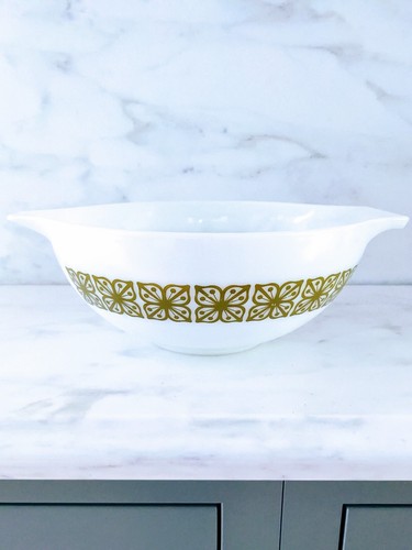 Vintage PYREX Autumn Flower Verde Pattern 4 QT Cinderella Mixing Bowl ...