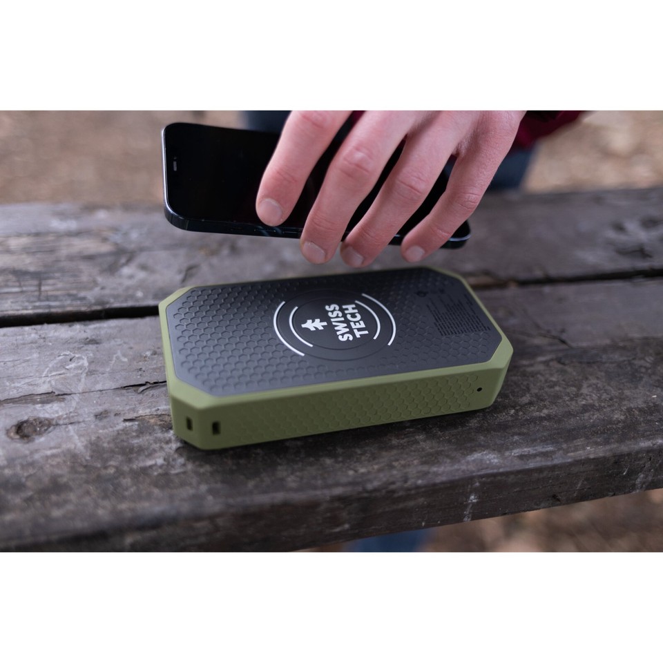 Swiss Tech 20000 mAh SOLAR PORTABLE POWER BANK / WIRELESS CHARGER ...