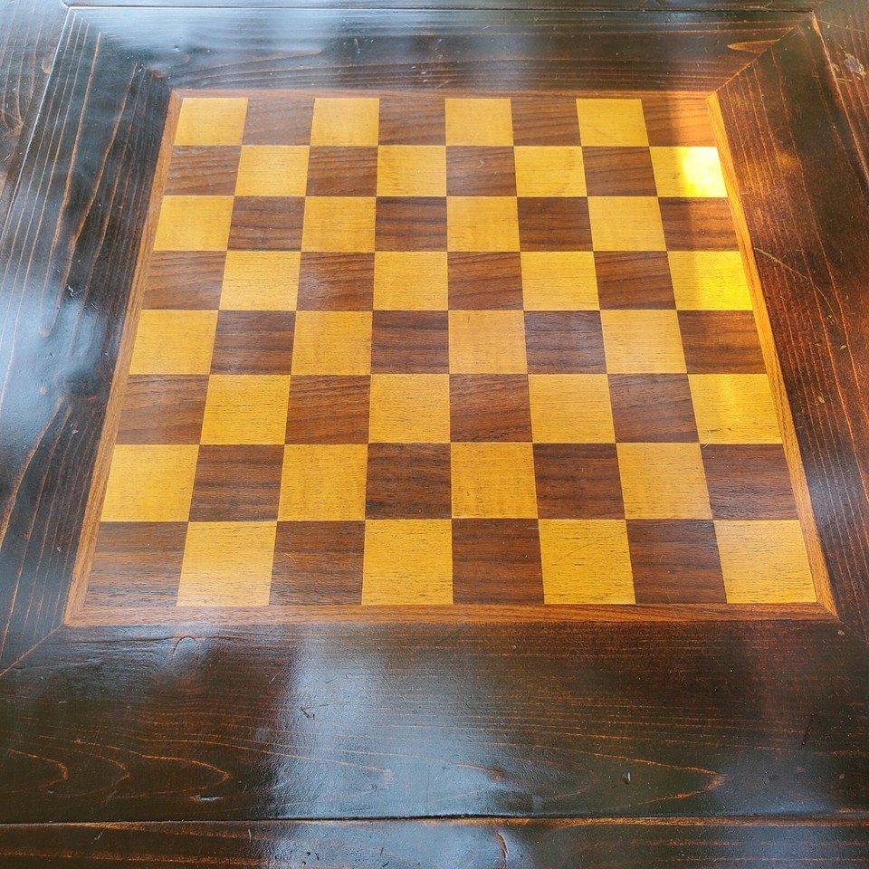 Ethan Allen Game Table 12-9012 Chess Checkers Antiqued Pine Old Tavern ...