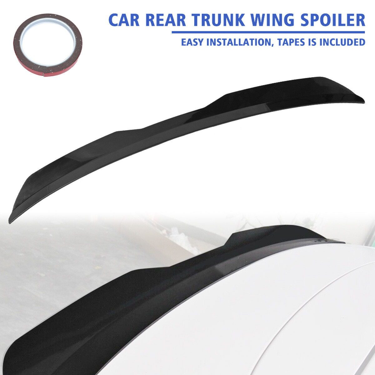 Universal Fit Car Rear Upper Boot Trunk Wing Roof Spoiler Glossy Black ...