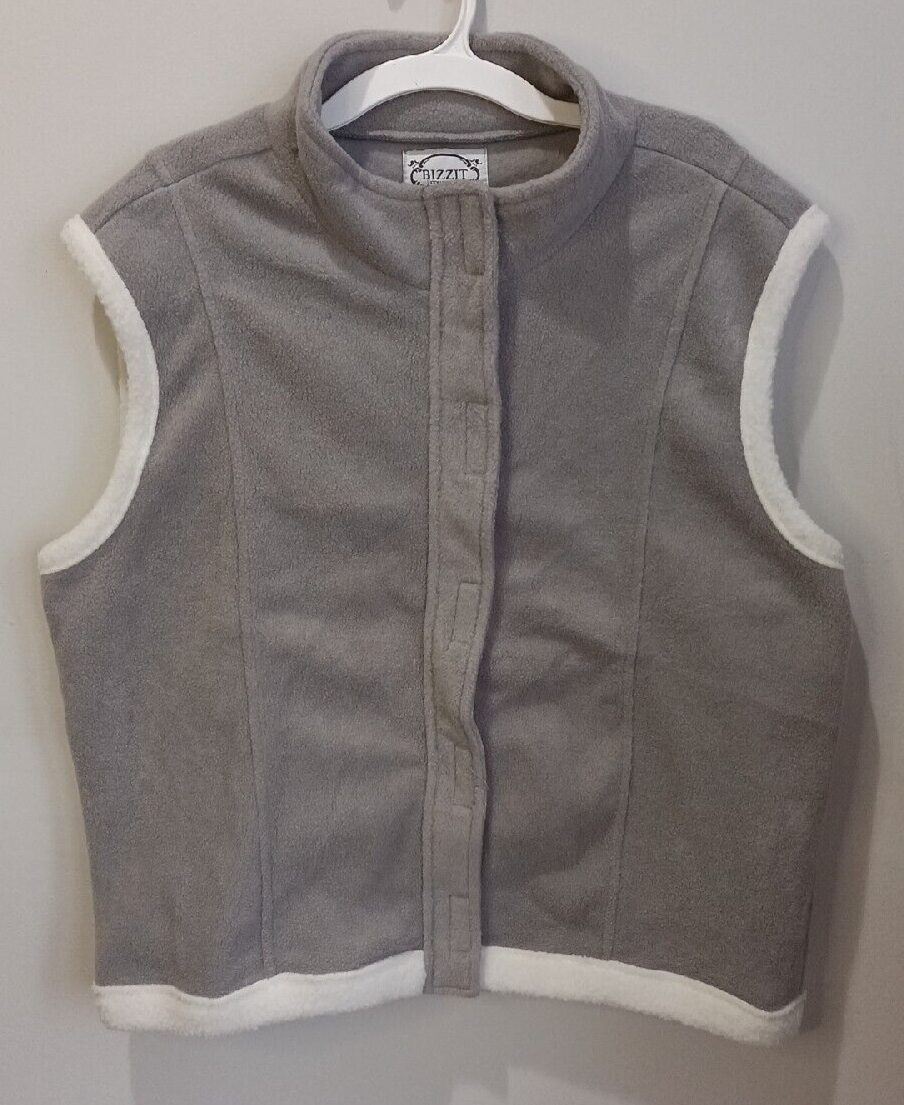 Bizzit Collection Gray Fleece Vest White Trim Women's Size XL New With ...