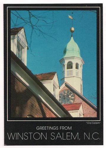 WINSTON-SALEM NC/NORTH CAROLNA Postcard GREETINGS Moravian "Old Salem ...