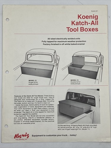 1976 KOENIG IRON WORKS KATCH-ALL TOOL BOXES Custom Pickup Truck Sales ...