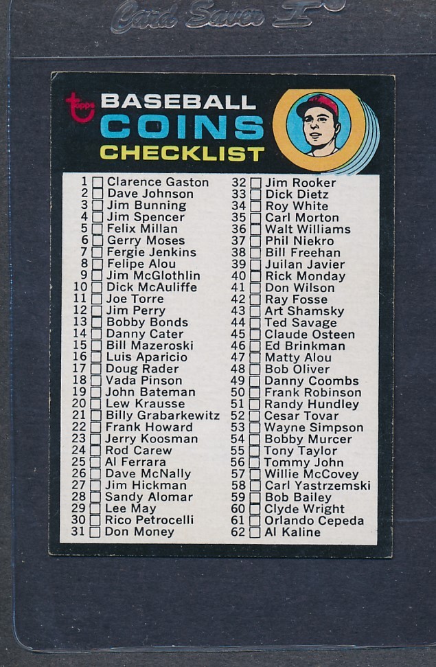 1971 Topps #161 Baseball Coins Checklist EX *3013 | eBay