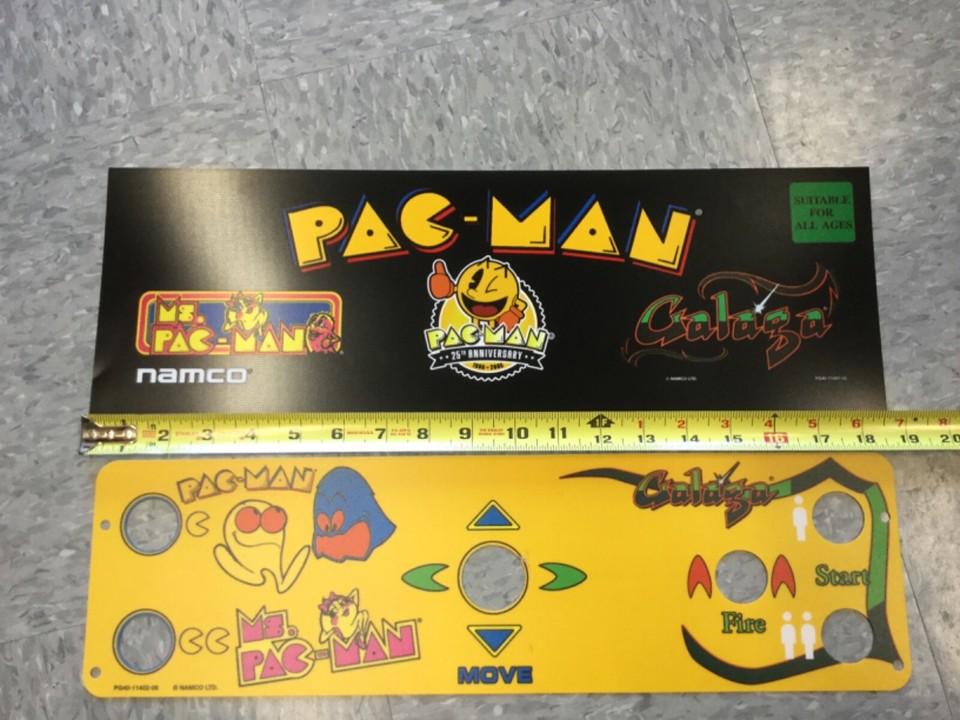 Namco Ms Pacman Pacman Galaga 25 anniversary marquee and control panel ...