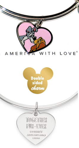 Lady Tramp Alex Ani Bracelet Disney Park Heart Kiss Love Together ...