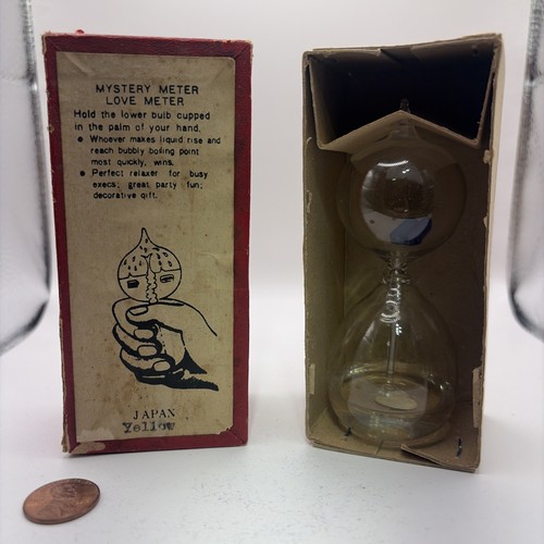 Vintage 1950s Mystery Meter Love Meter Yellow Hand Boiler Toy Glass ...