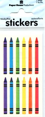 Crayons, scrapbook sticker, 3 sheets, each 2" x 4", Paper House 2194 | eBay
