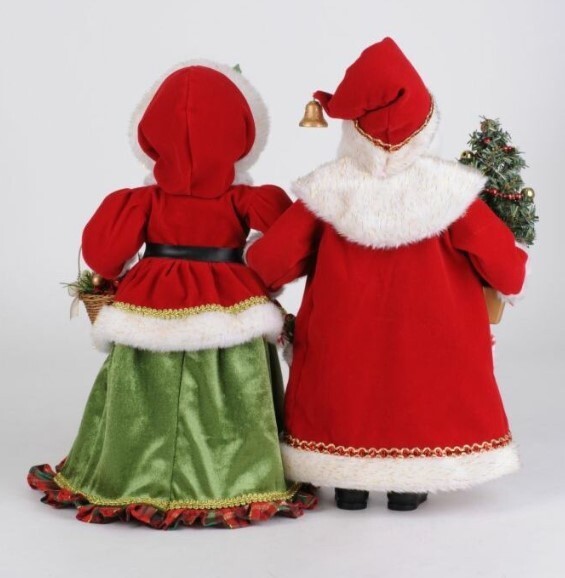 17" Karen Didion Lighted Strolling Santa Mrs Claus Figure Doll ...