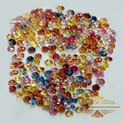 35 Pcs Lot Natural Multi- Color Sapphire only Heated Diamond Cut 2.0MM ...