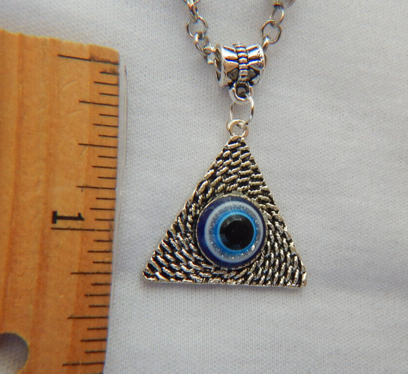 Evil Eye Pendant Necklace Pyramid Jewelry Handmade Protection Amulet ...
