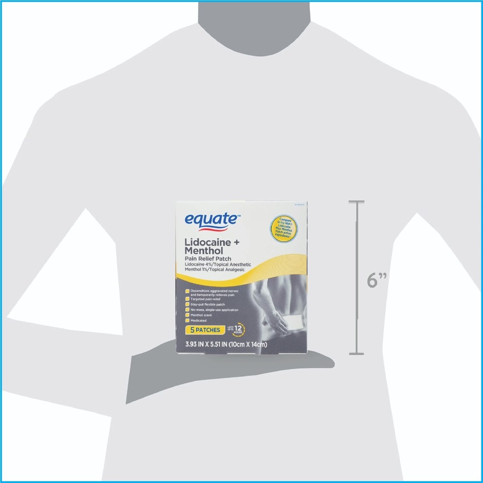 Equate Lidocaine and Menthol Pain Relief Patches, 5 Count | eBay