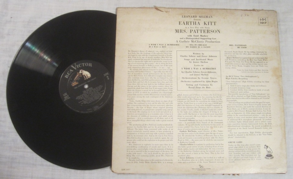 MRS. PATTERSON LP - Original Cast Recording, EARTHA KITT - RCA Victor ...