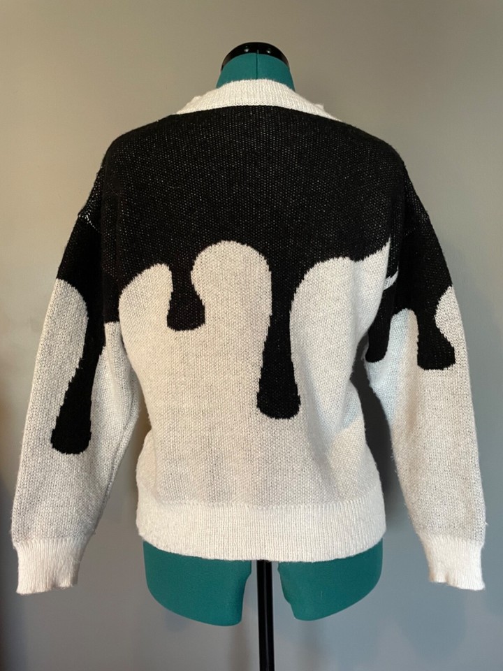 Black & White Paint Drip Sweater Graphic Pop Art Vintage Style Goth ...