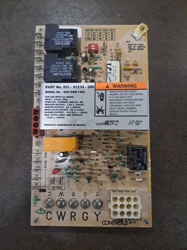 Johnson Controls 031-01234-000 Furnace Control Circuit Board G951ADB ...