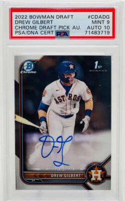 2022 1st Bowman Chrome Draft Drew Gilbert Auto Dual Grade PSA 9 10 Auto ...
