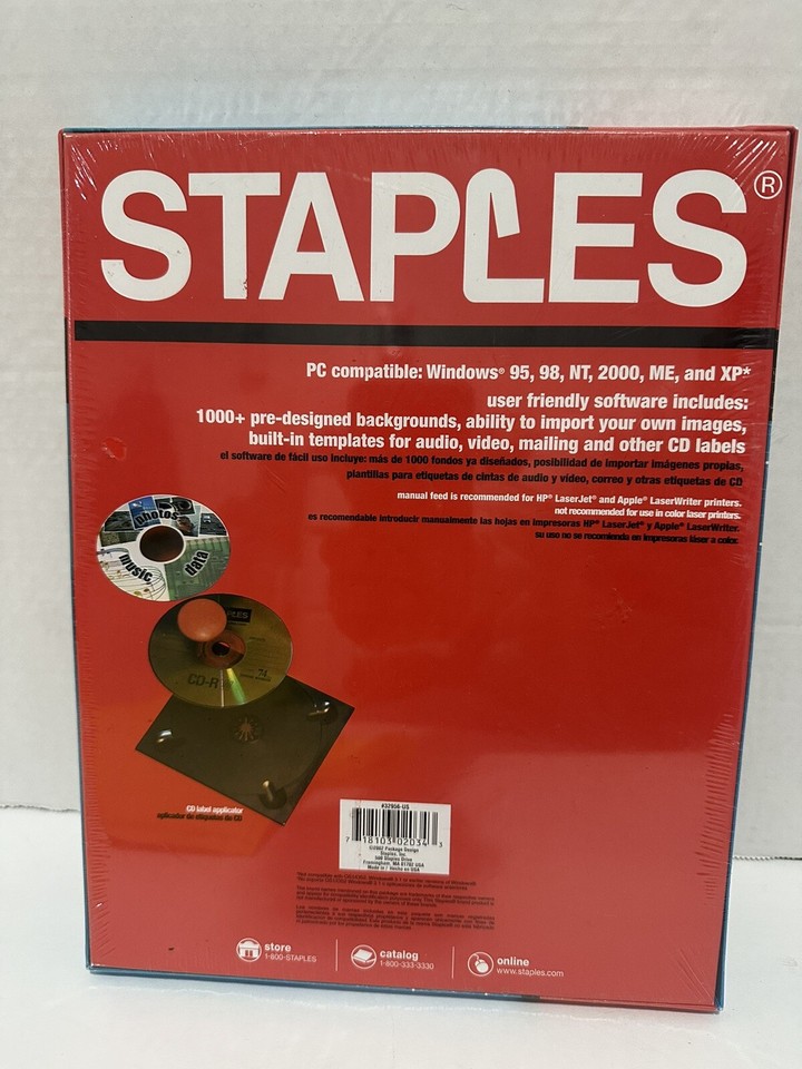 Staples CD Label Kit Applicator Software Labels and Jewel Case Inserts ...