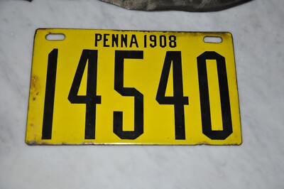 1908 Pennsylvania Porcelain License Plate | eBay