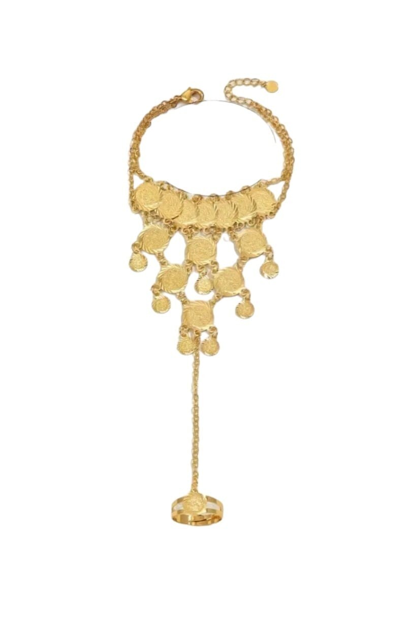 18K Gold Moroccon Hand Bracelet Dubai Gold Hand Jewelry Belt Dancing ...