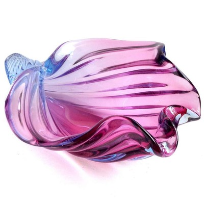MURANO BARBINI Sommerso Purple Blue Conch Shell Bowl MCM Italian Art ...