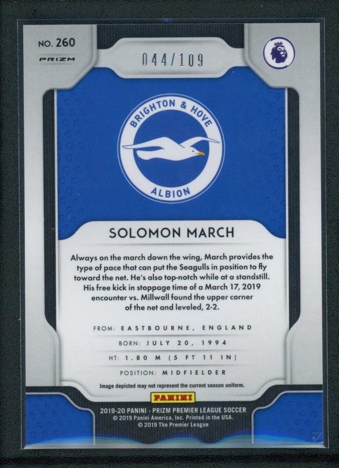 2019-20 SOLOMON MARCH 044/109 PANINI PRIZM PREMIER LEAGUE CHECKERBOARD ...