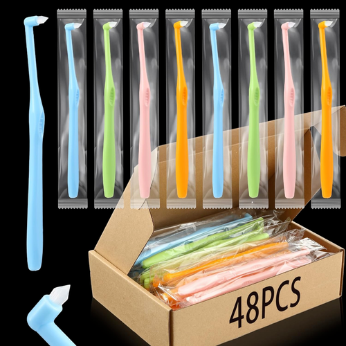 48 Pcs End Tuft Toothbrush Individually Wrapped Small Head Toothbrush ...