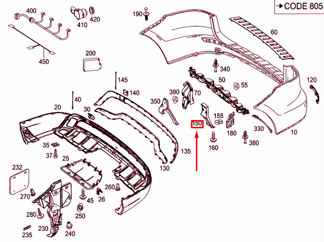 MERCEDES-BENZ ML W166 Rear Bumper Right Bracket A1668850240 NEW GENUINE ...