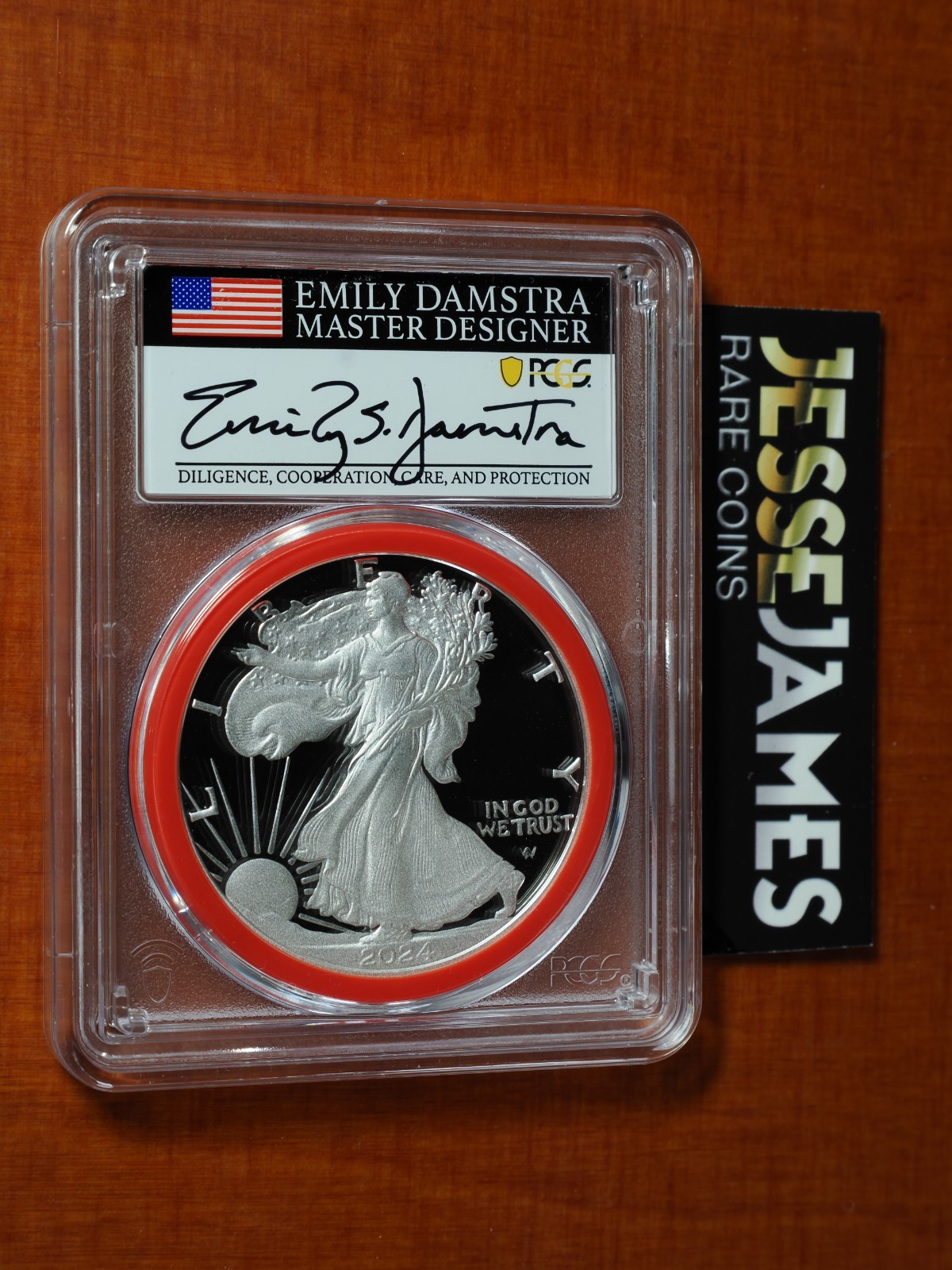 2024 S PROOF SILVER EAGLE PCGS PR70 ADVANCE RELEASE EMILY DAMSTRA ...