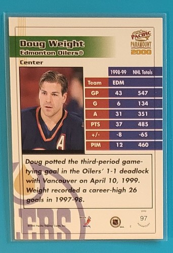 1999-00 Pacific Paramount Emerald #97 Doug Weight Edmonton Oilers ...