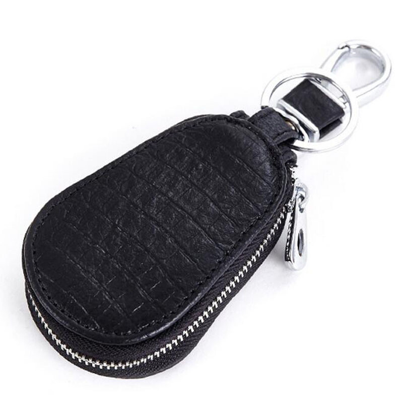 Unisex Leather Car Key Wallet Case Key Fob Holder Bag with Keychain ...