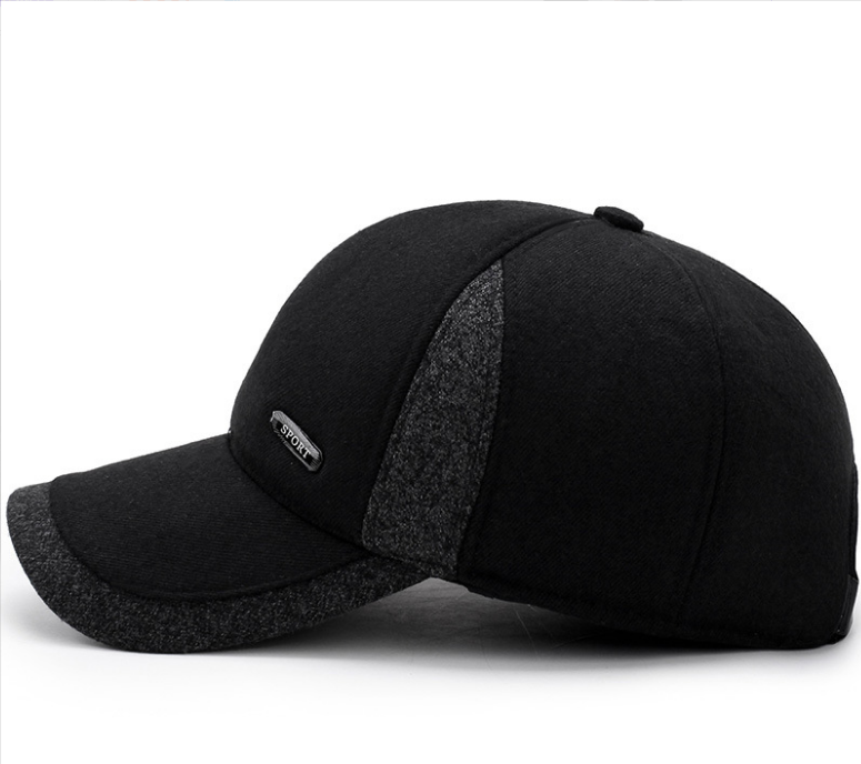 Men's Warm Wool Baseball Cap Ear Flaps Thicken Cotton Snapback Hats ...