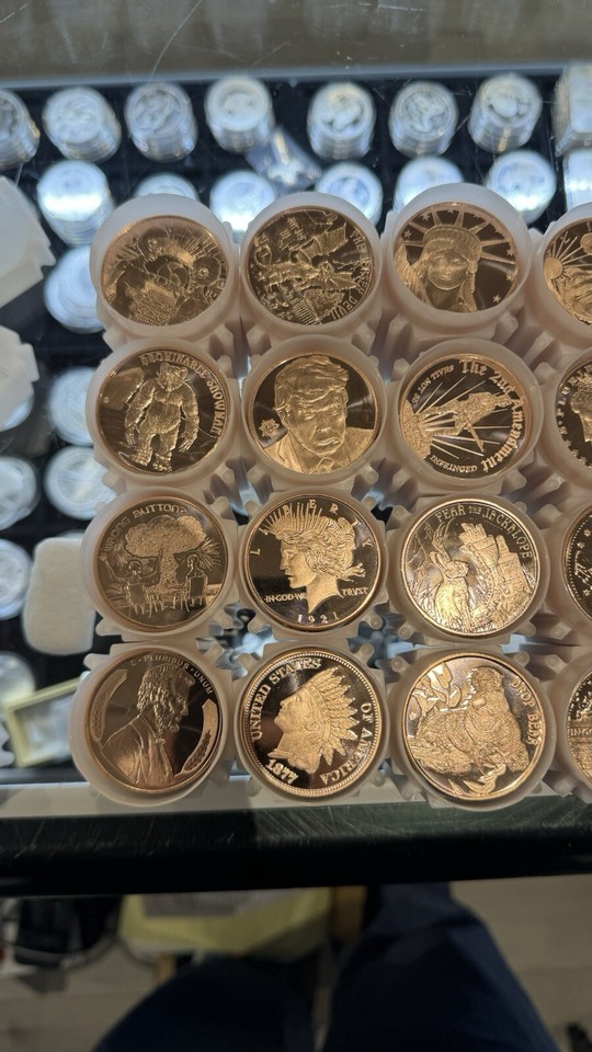 LOT OF 100 X 1 OZ MIXED .999 FINE COPPER ROUNDS BULLION 5 tube of 20 ...