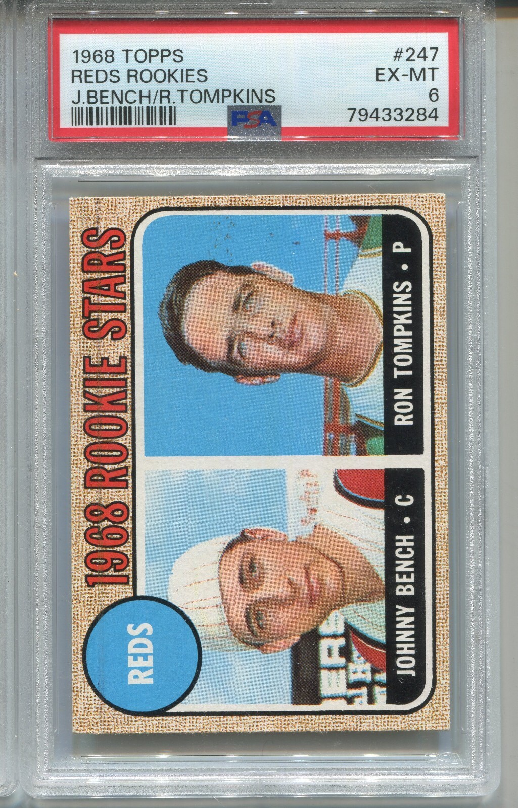 1968 Topps Johnny Bench Rookie Card PSA 6 Ex MINT Graded Baseball #247 ...
