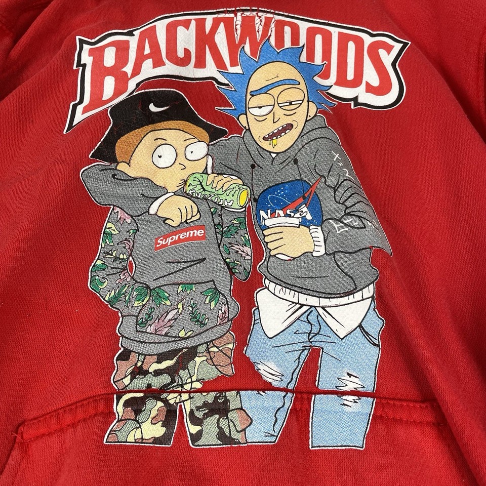 Three Layer BACKWOODS Rick Morty Stoner Supreme Small Hoodie Sweater ...