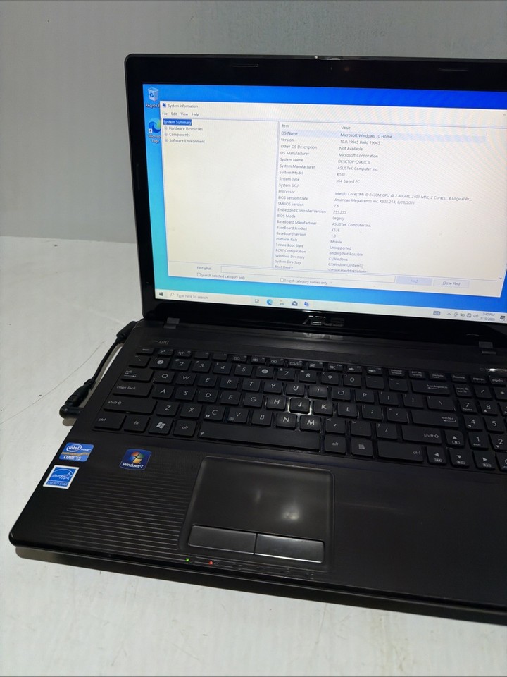 Asus K53E 15" Laptop i5-2430m 4gb Ram 256gb SSD Windows 10 Home | eBay
