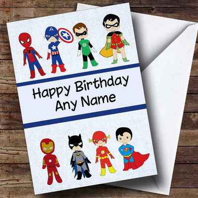 Superhero Collection Personalised Children's Birthday Greetings Card ...