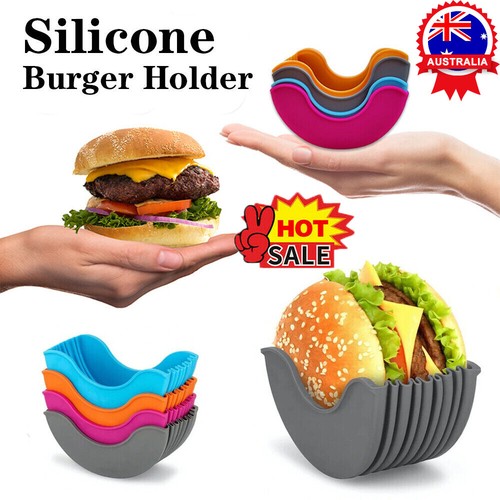 Burger Holder Silicone Reusable Burger Hamburger Holder Box Easy to ...