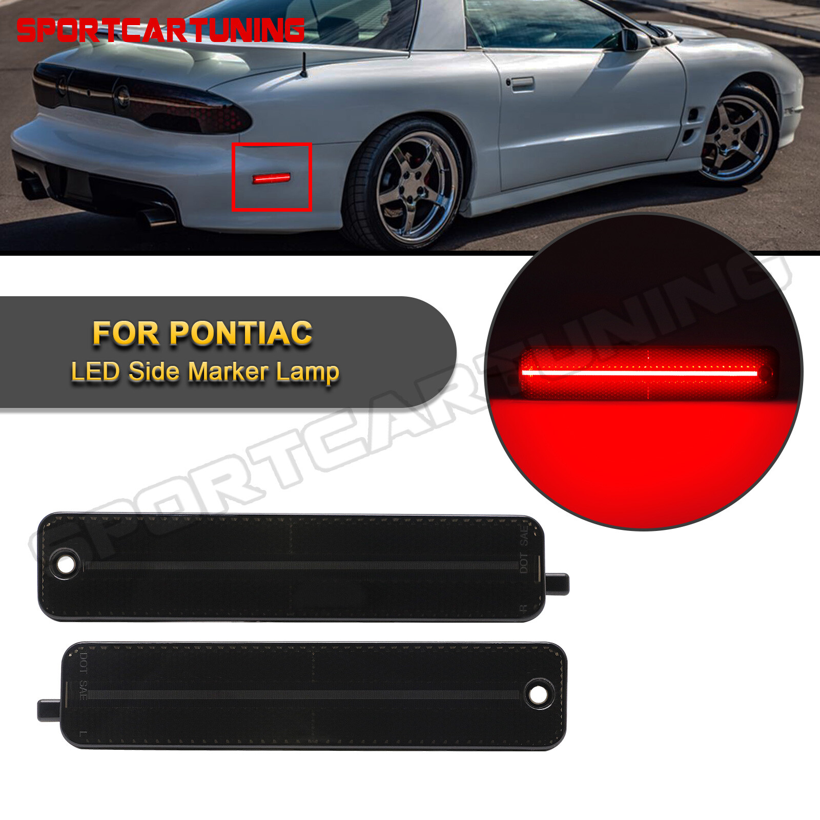 For Pontiac Firebird/Trans am 1993-2002 Smoked LED Red Bumper Side ...