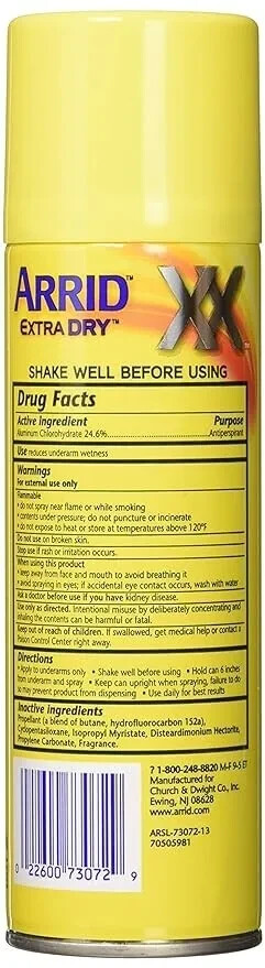 6 Packs Arrid Extra Dry Regular Aeresol Antiperspirant Deodorant Spray ...