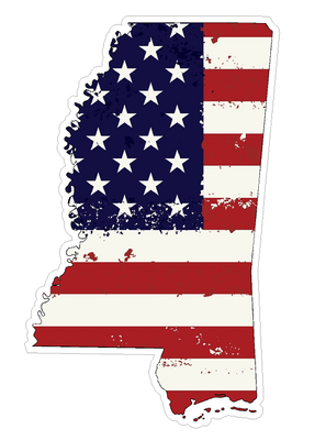Mississippi State (J25) USA Flag Distressed Vinyl Decal Sticker Car ...