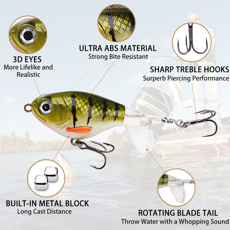 5Pcs Fishing Lures Lot Whopper Plopper Top water Bass Trout Bait ...