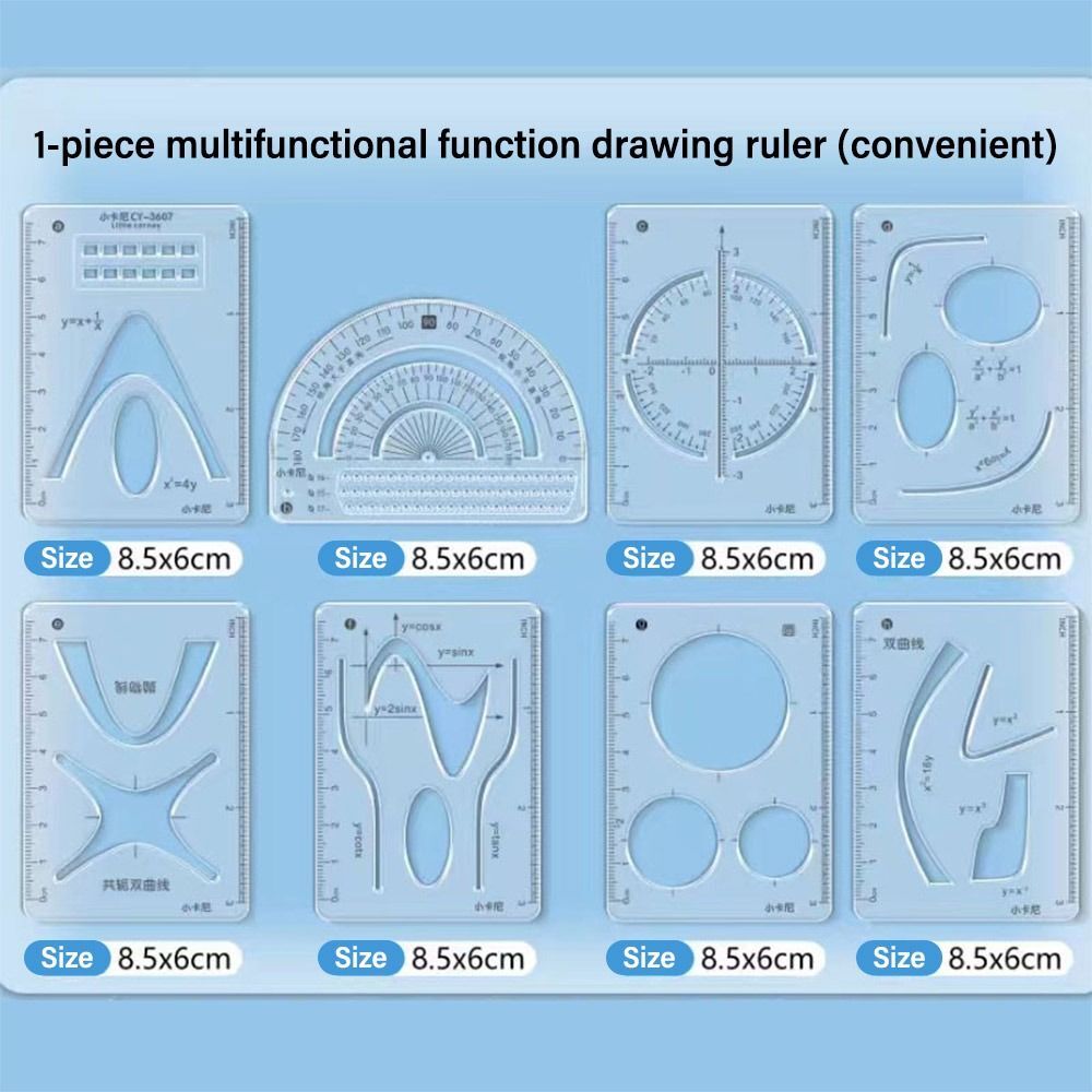 8PCS/Set Geometric Drawing Ruler Learning Measuring Tool Students Gift ...