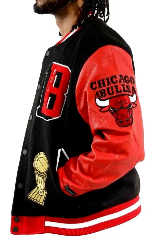 Chicago Bulls Varsity Jacket Limited Edition Leather Sleeves Letterman ...